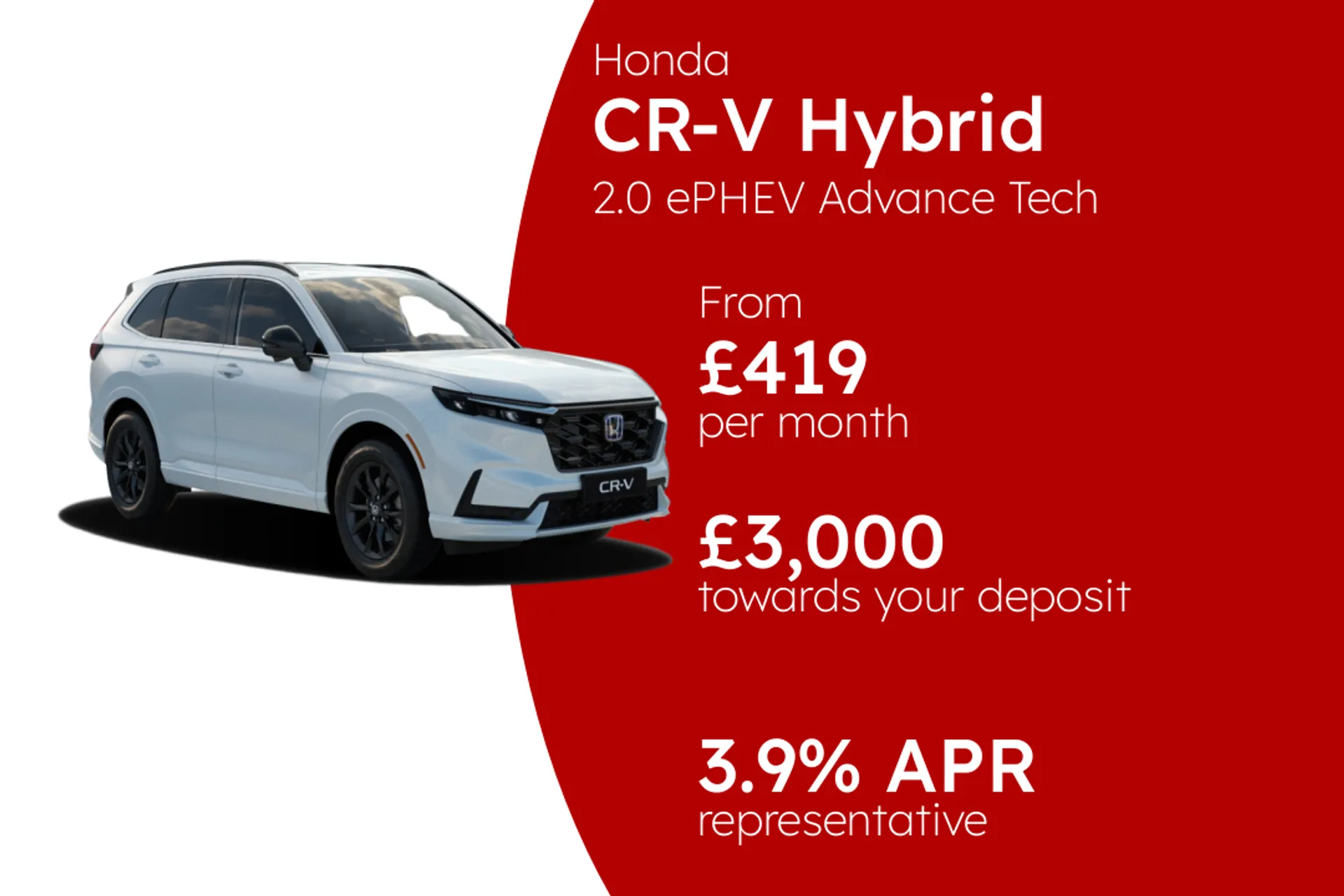 Honda CR-V Hybrid 2.0 ePHEV Advance Tech eCVT for £419 per month