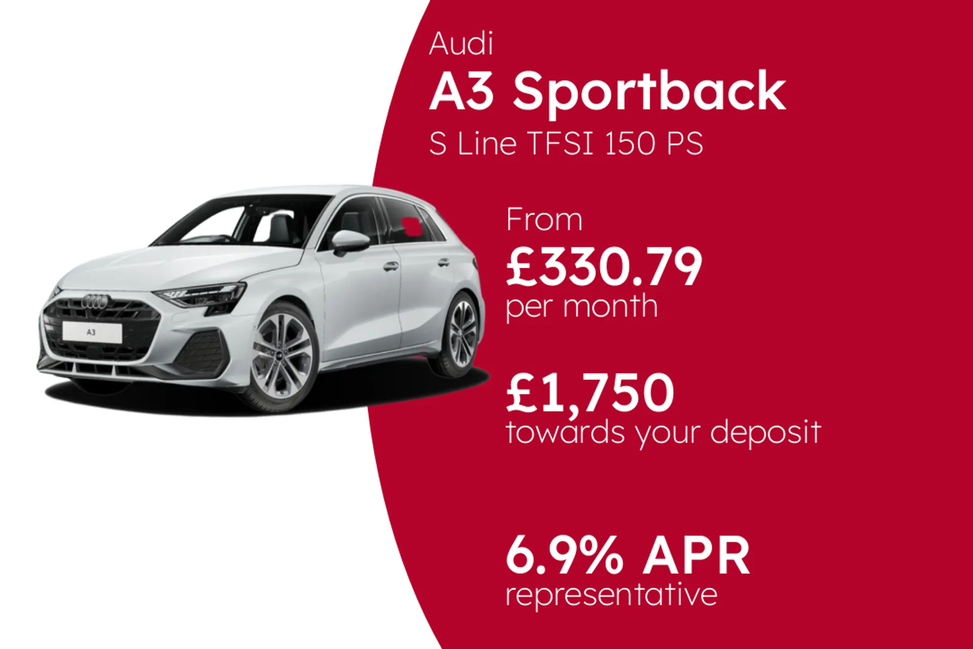 Audi A3 Sportback S Line TFSI 150 PS 6-Speed Offer for £330.79 per month