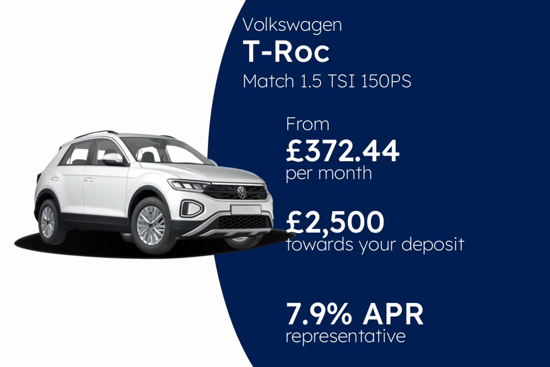 Volkswagen T-Roc Match 1.5 TSI 150PS 6-speed Manual 5 Door for £372.44 ...